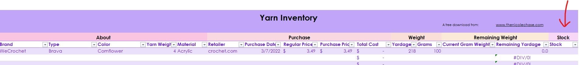 Yarn Inventory Tracker (Free Download)