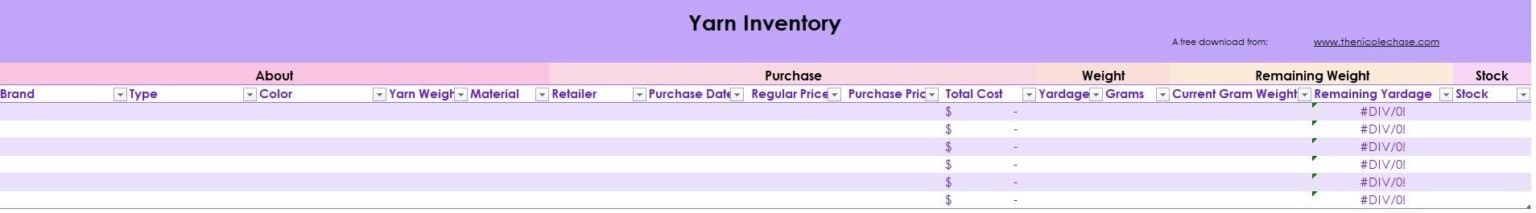 Yarn Inventory Tracker (Free Download)