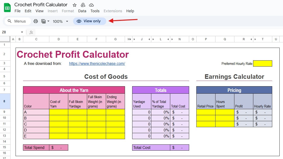 Crochet Pricing Calculator Free Download