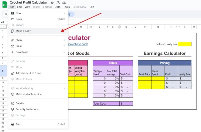 Crochet Pricing Calculator Free Download