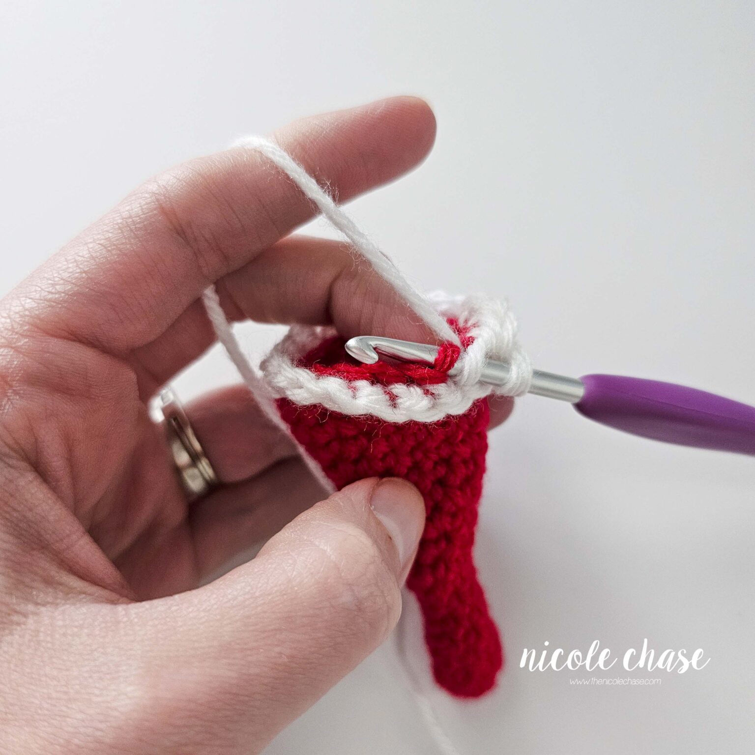 Free Pattern Santa Crochet Ornament - Santa Hat